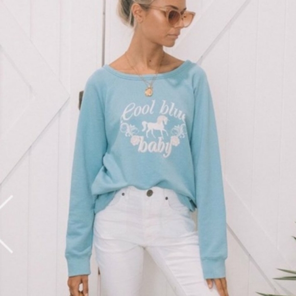 Spell | Sweaters | Spell Cool Blue Baby Sloppy Joe Pullover Sweater ...